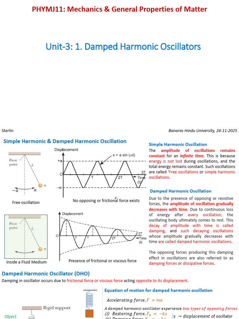 Damped Harmonic Oscillators | PDF | Oscillation | Damping