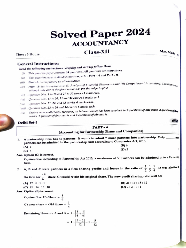 2024 Accts Past Paper Class 12 | PDF