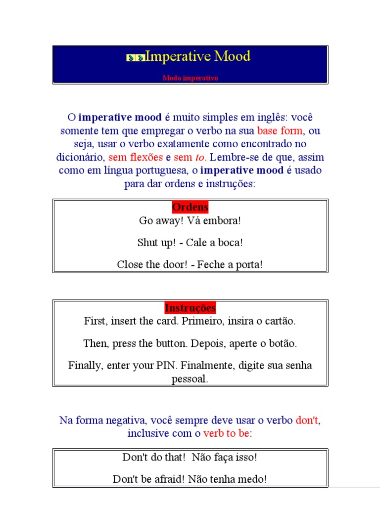 Imperative Mood | PDF