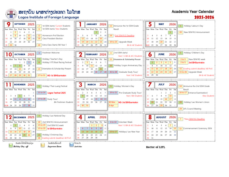 Academic Year Calendar 2025-2026 UPDATE Jul 25 | PDF