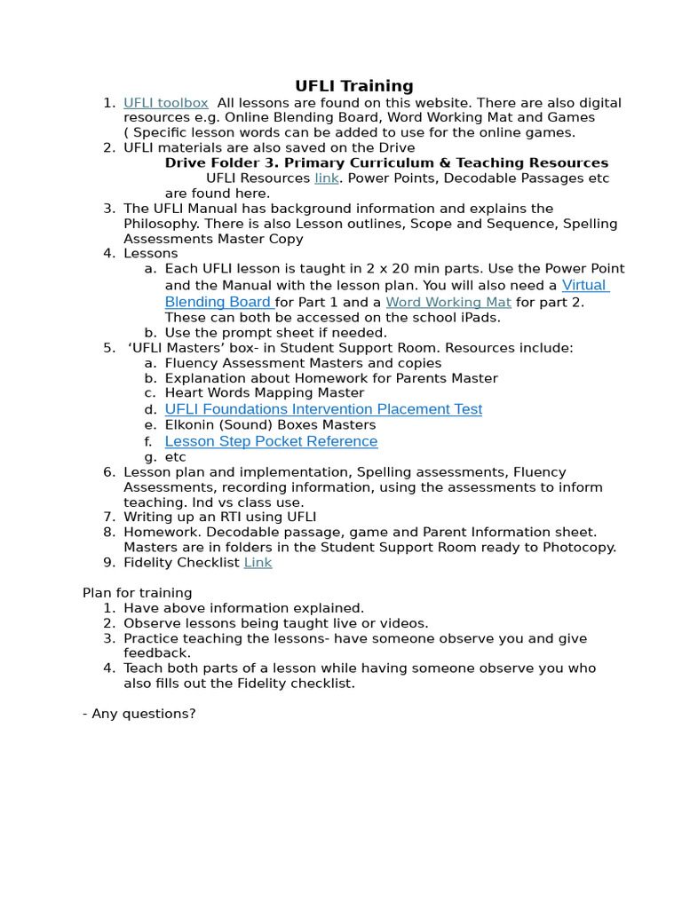 UFLI Training | PDF