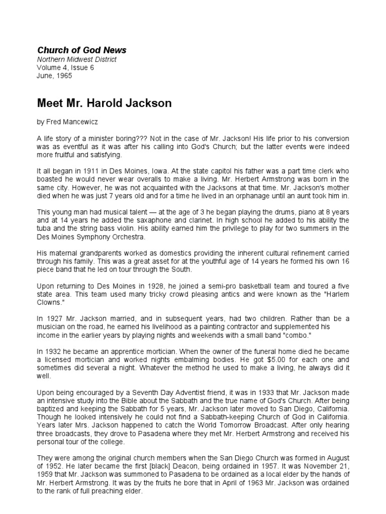Harold Jackson | PDF | Christian Movements | Protestant Denominational ...