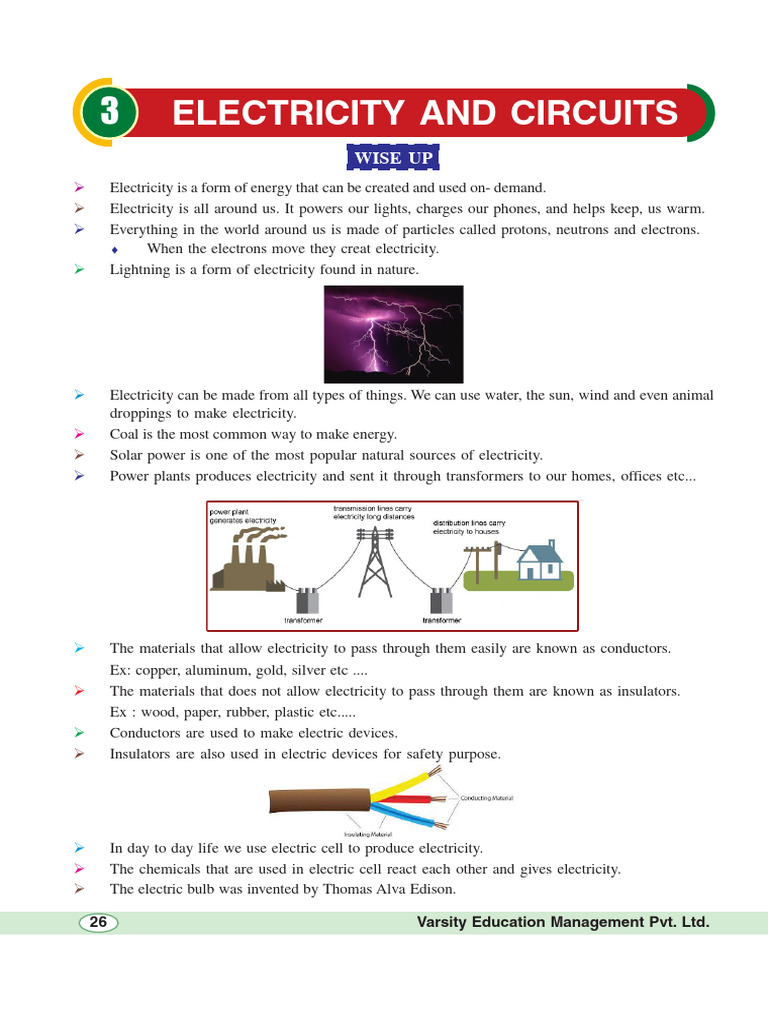 Chapter-3 Electricity and Circuits | PDF | Electric Current | Electricity