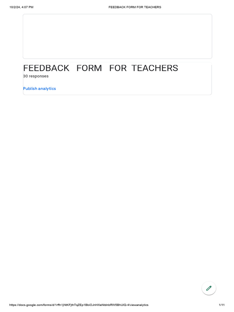 Feedback Form For Teachers | PDF | Curriculum