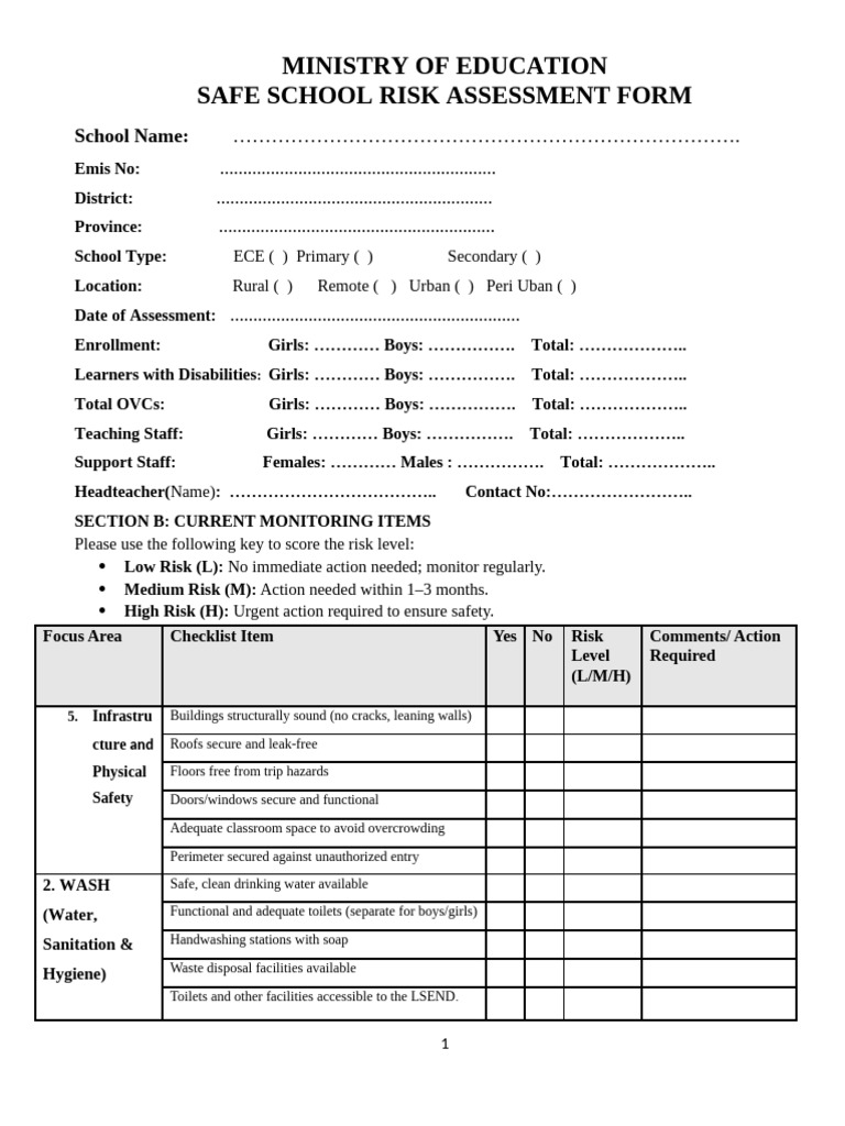 Appendix 4 - Schoool Monitoring Checklist | PDF | Emergency Management ...