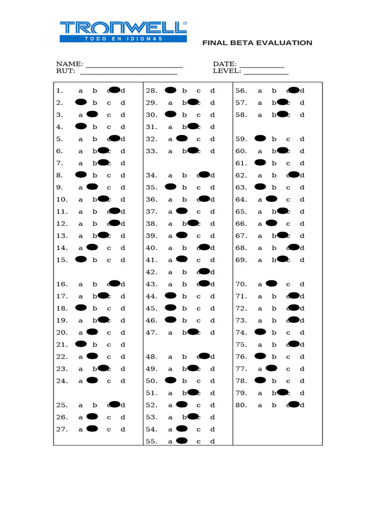 Final Beta Keycheck On Answer Sheet | PDF