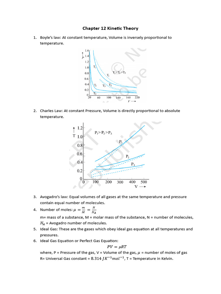 Chapter 12 Kinetic Theory | PDF | Gases | Temperature