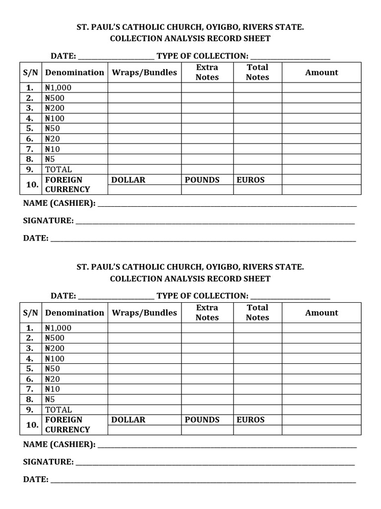 Collection Analysis Record Sheet | PDF