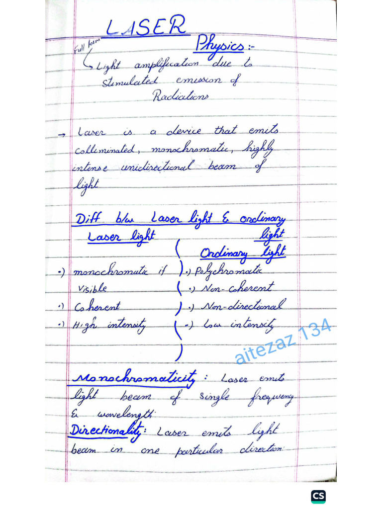 Laser Physics Notes | PDF