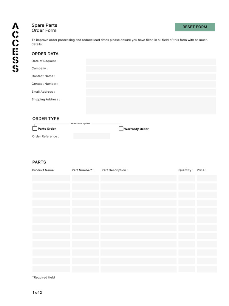 New Order Form | PDF