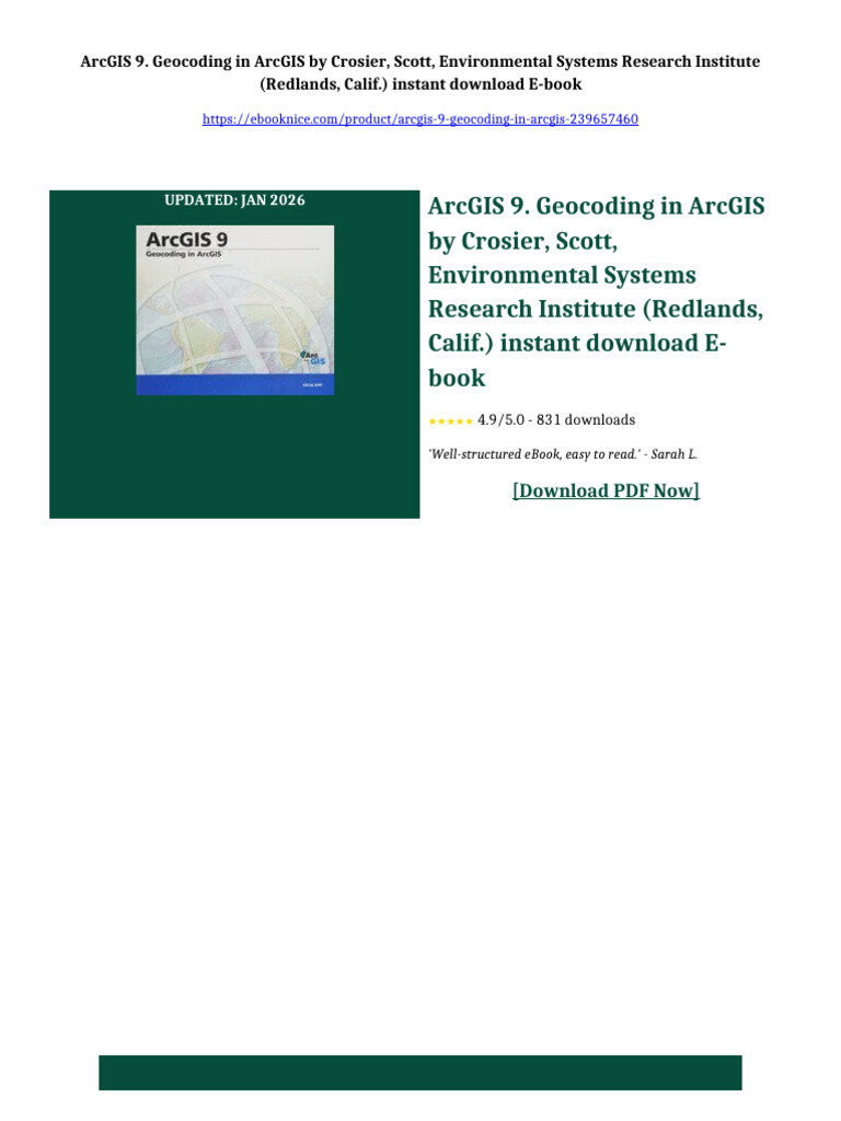 ArcGIS 9. Geocoding in ArcGIS by Crosier, Scott, Environmental Systems ...