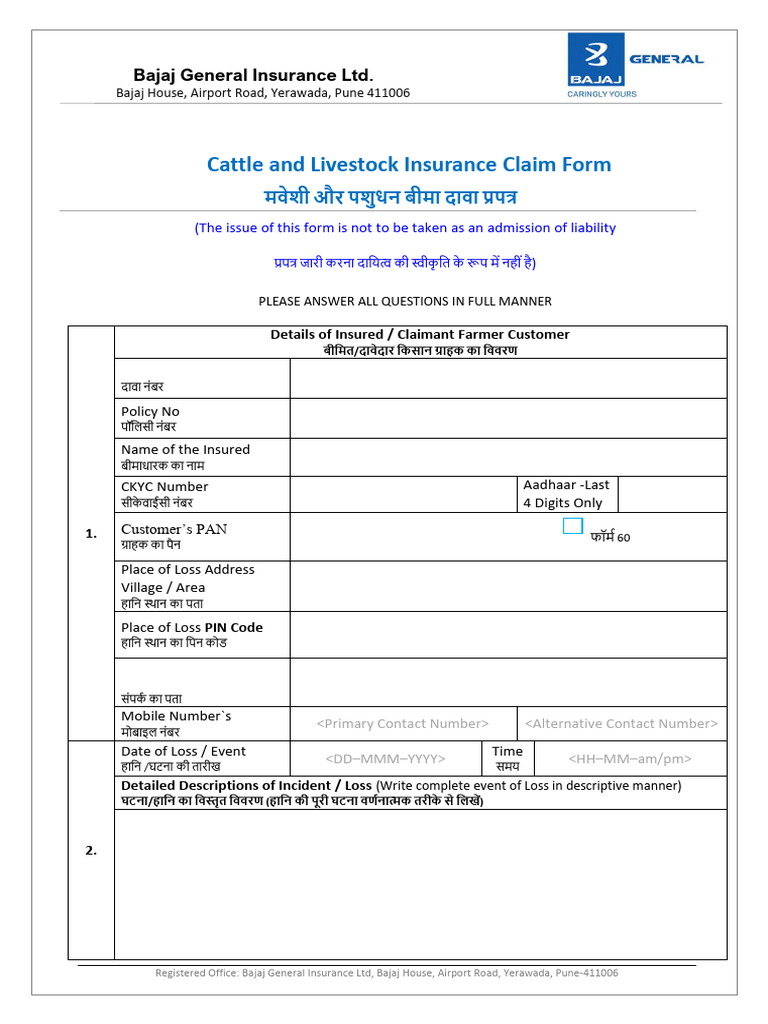 Updated New Logo Cattle and Livestock Insurance Claim Form | PDF
