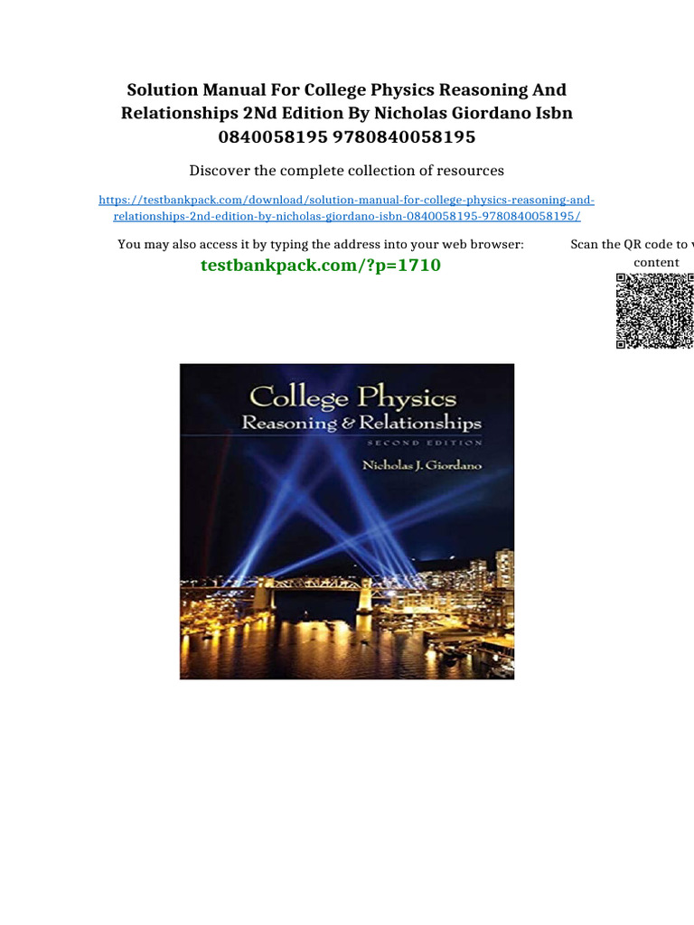 Solution Manual for College Physics Reasoning and Relationships 2nd ...