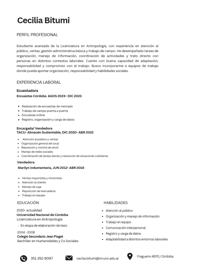 CV Cecilia Bit Um I 2026 | PDF