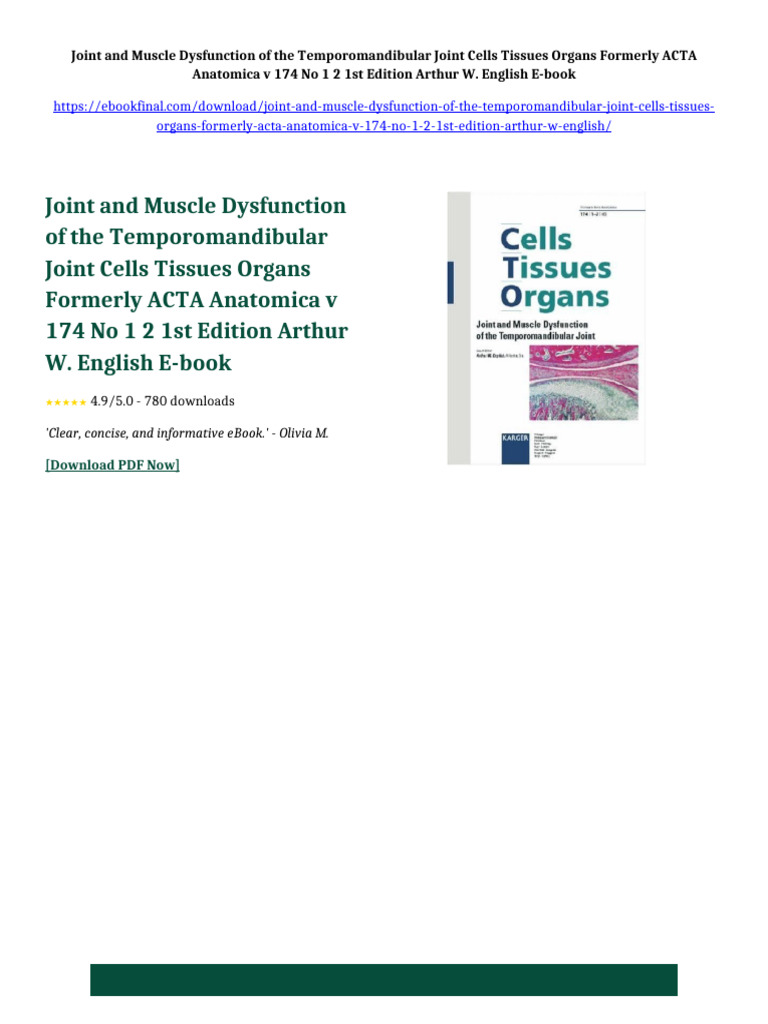 Joint and Muscle Dysfunction of the Temporomandibular Joint Cells ...