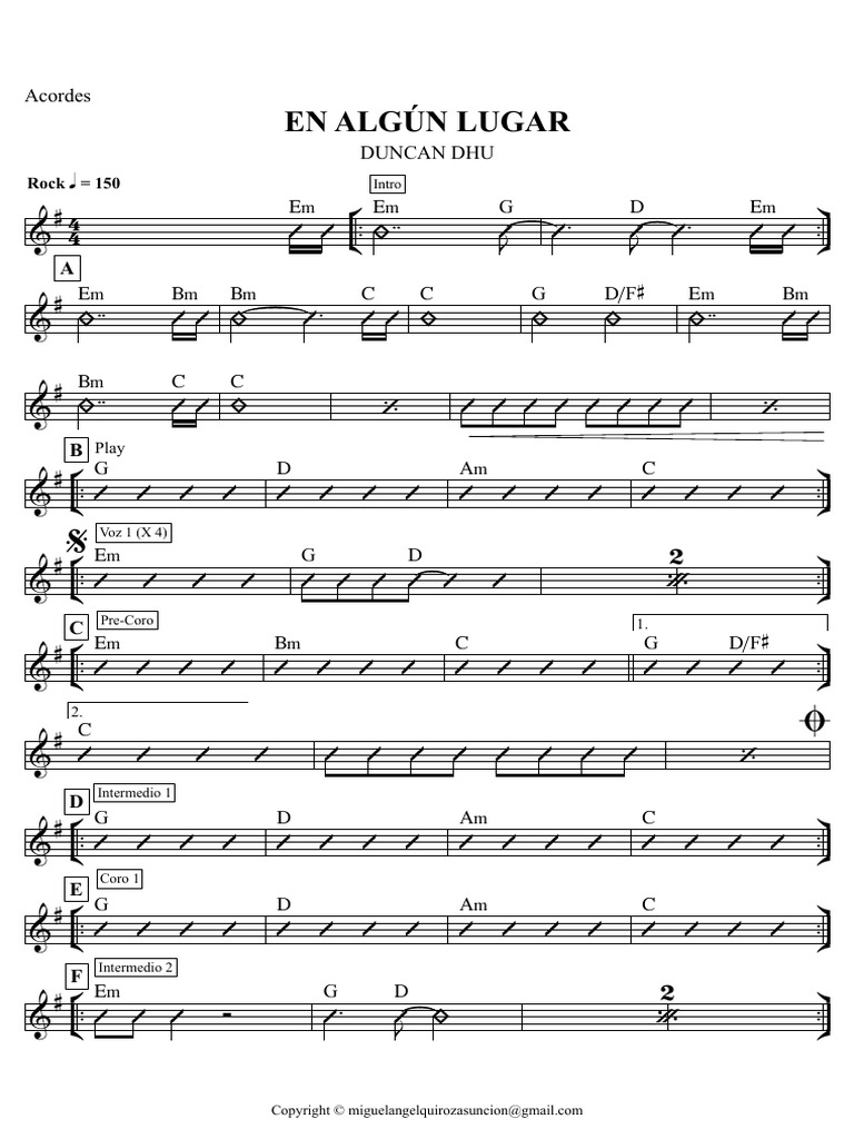 Duncan Dhu - en Algún Lugar - Acordes | PDF