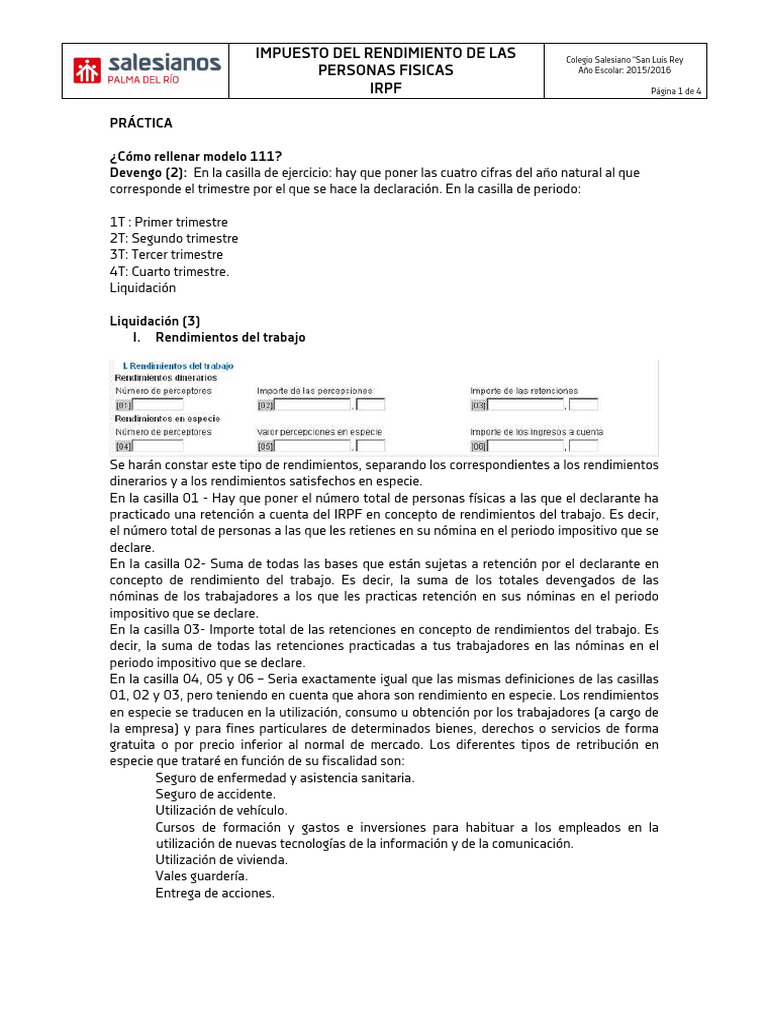 Cómo Rellenar Modelo 111 | PDF | Impuestos | Economias