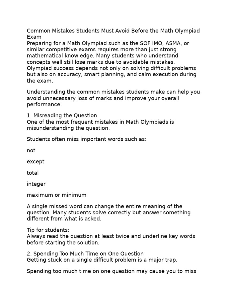 Common Mistakes Students Must | PDF | Mathematics | Reason