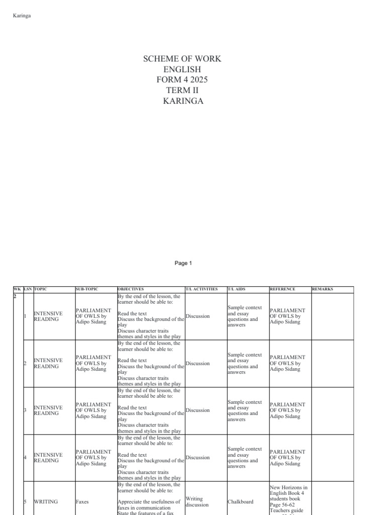 English Form 4 Term-II | PDF | Reading Comprehension | English Language