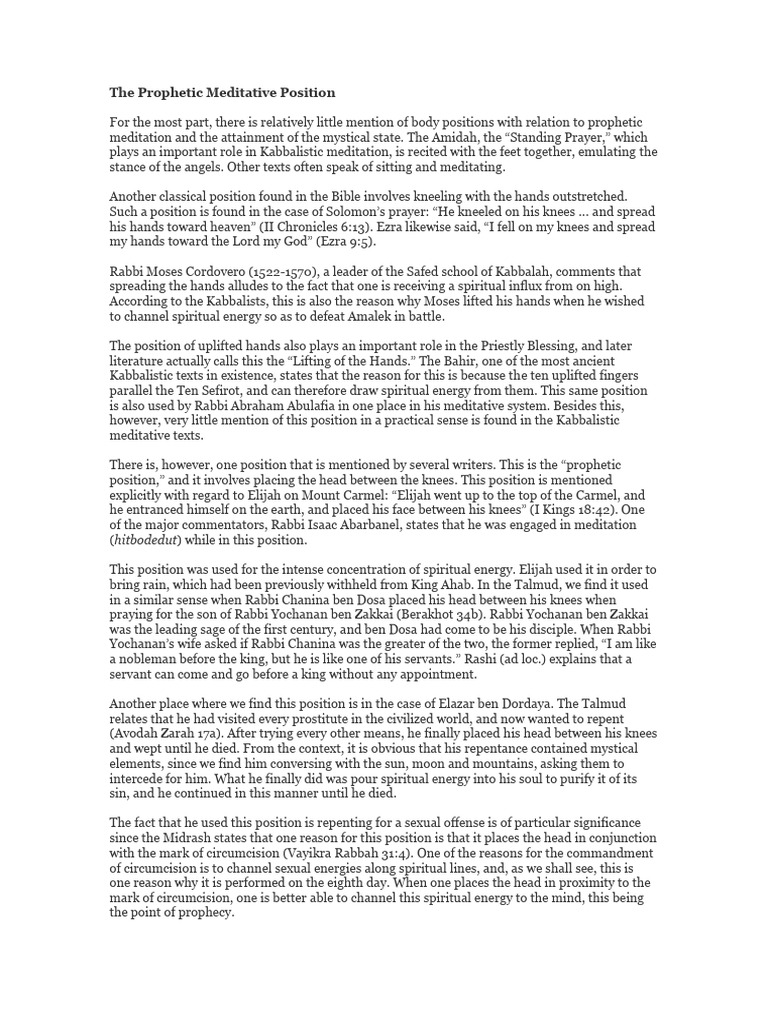The Prophetic Meditative Position | PDF | Kabbalah | Jewish Theology