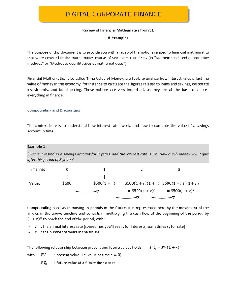 Review of Financial Mathematics From S1 | PDF | Interest | Compound ...