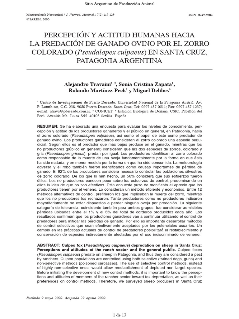 188-Travaini | PDF | Oveja | Zoología