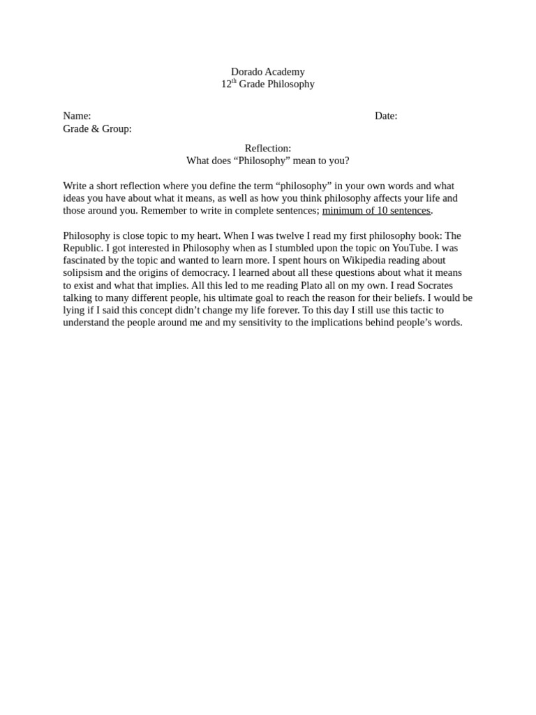Assignment Philosphy and You | PDF