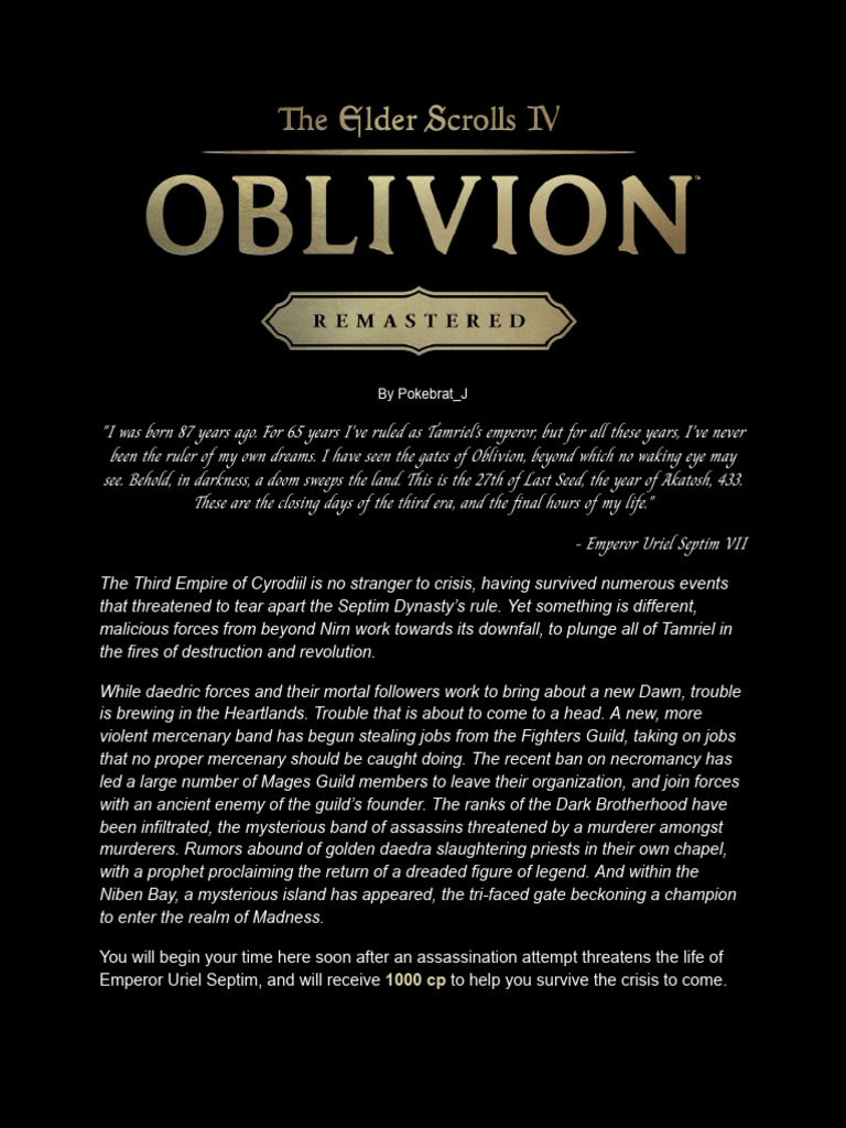 TES IV - Oblivion Remastered | PDF | Elves In Fiction | Elf (Dungeons ...