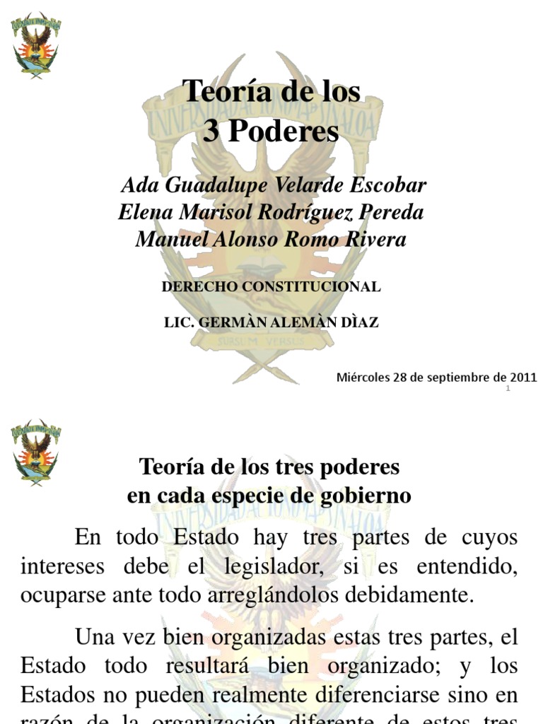Teoría de los Tres Poderes del Estado | PDF | Separación de poderes ...