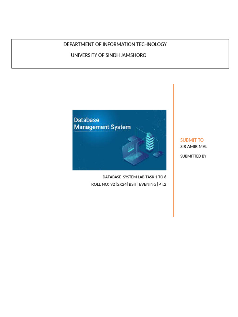 Database System Lab Task 1 to 6 | PDF
