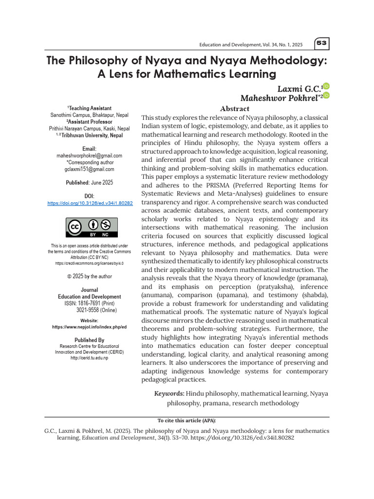 The Philosophy of Nyaya and Nyaya Methodology a Le | PDF | Logic | Reason