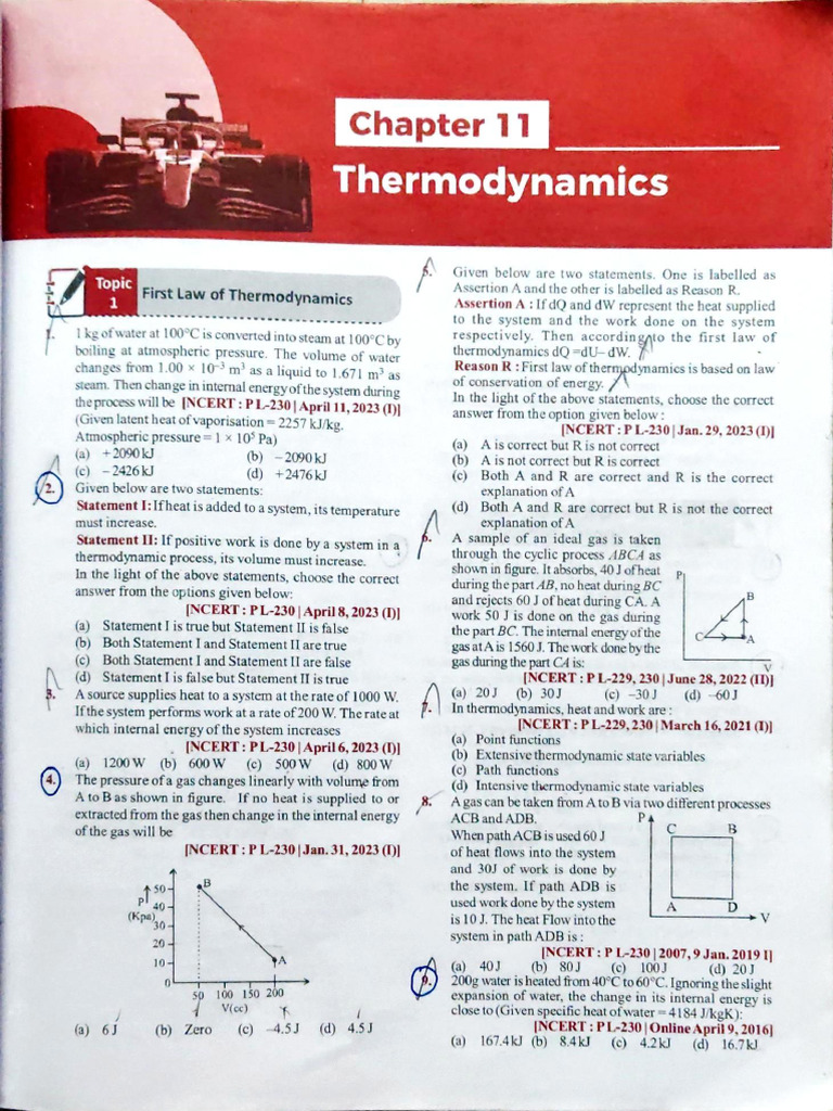 Class 11-Thermodynamics | PDF | Gases | Heat