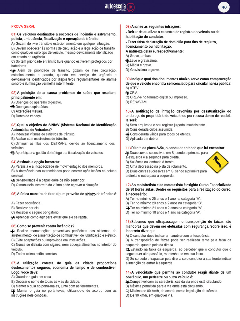 40 - Prova Geral | PDF | Tráfego
