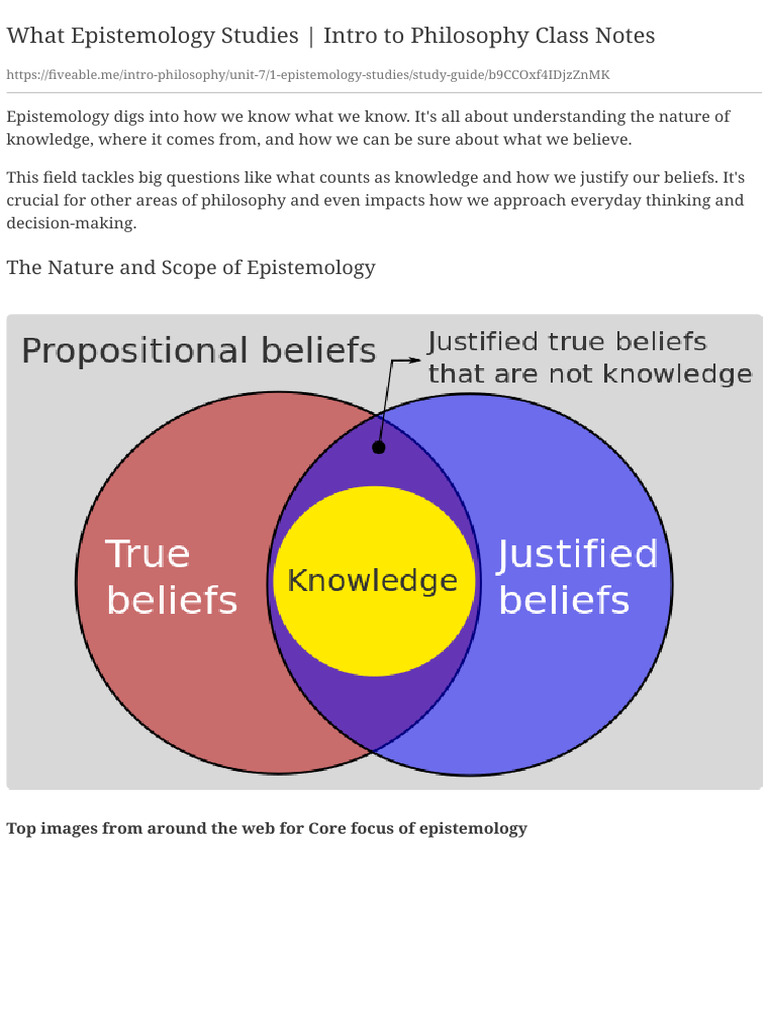 What Epistemology Studies Intro to Philosophy Cl_1770541398405 | PDF ...