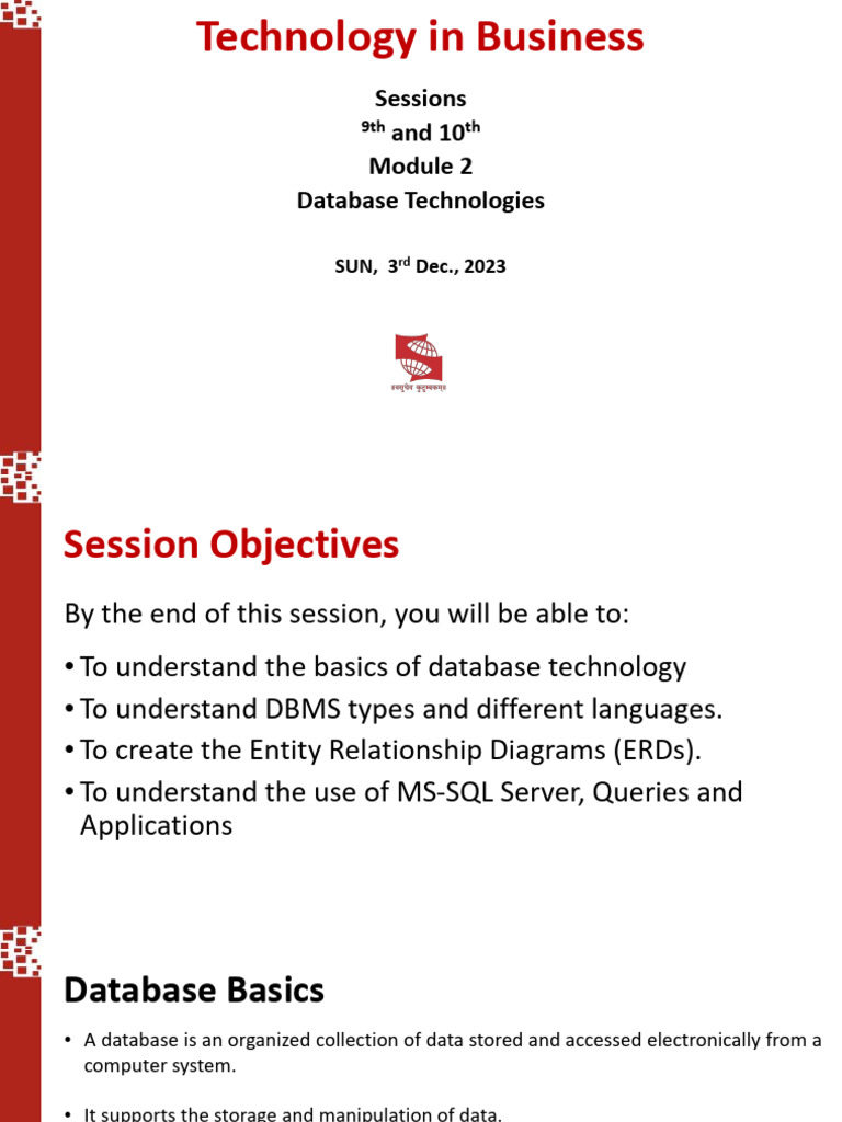 PPT Sessions 9th and 10th TIB_SSODL Dec 3rd 2023 | PDF | Databases ...