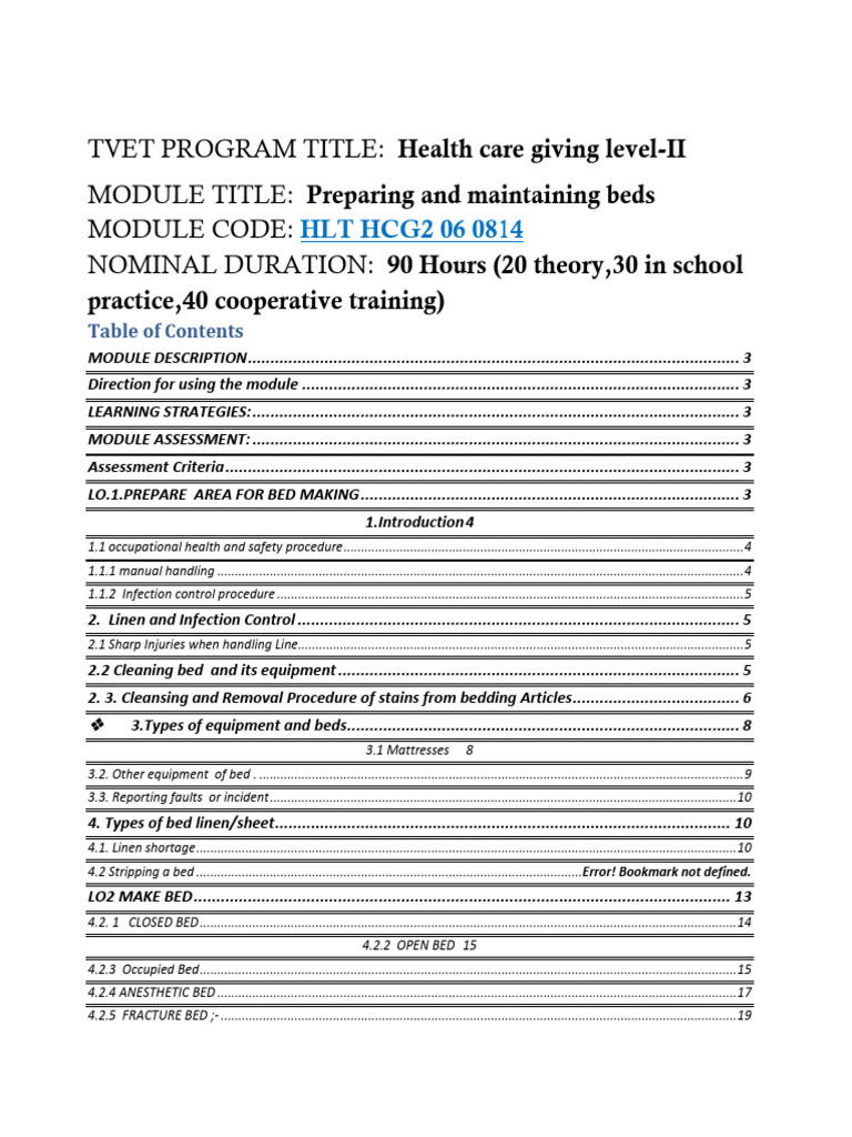 Preparing and Maintaining Beds | PDF | Bed | Bedding
