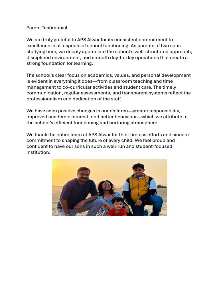 Parent Testimonial | PDF