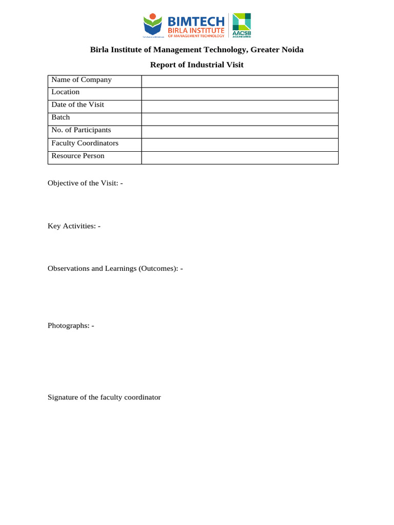 Annexure 3 Report of Industrial Visits 2025 | PDF