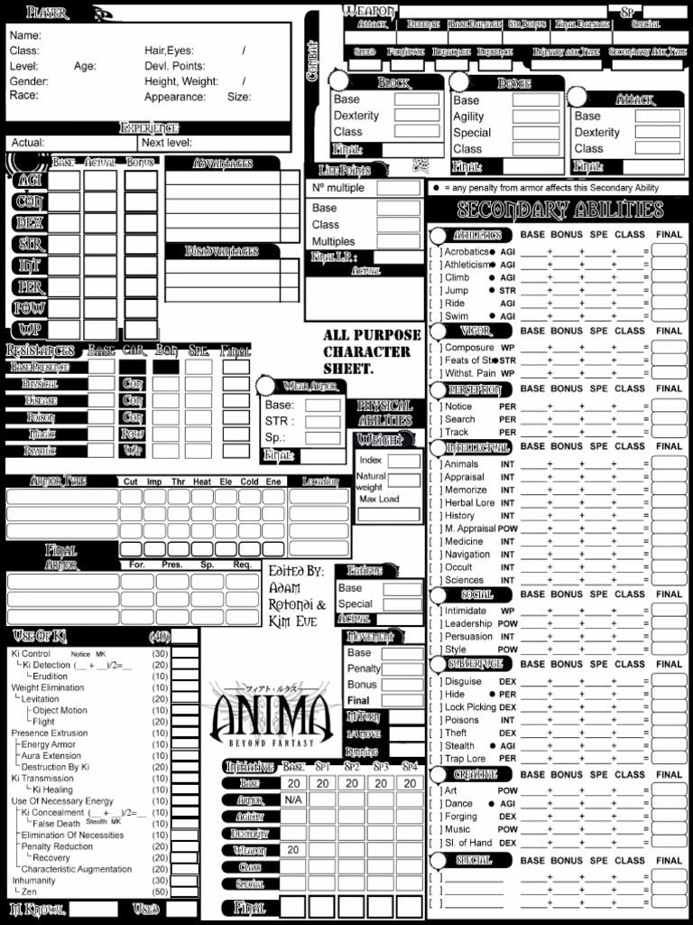 Anima Character - Base | PDF