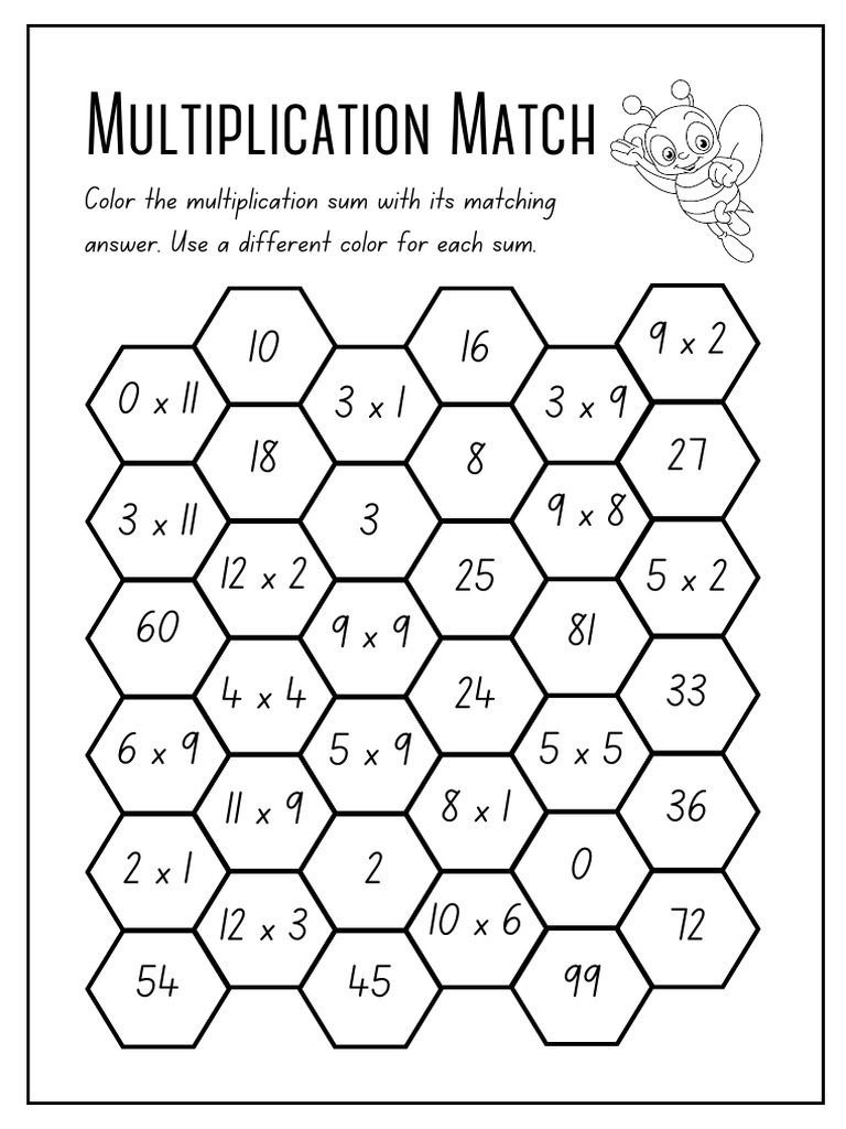 Math Activity Sheet- Multiplication Honeycomb | PDF