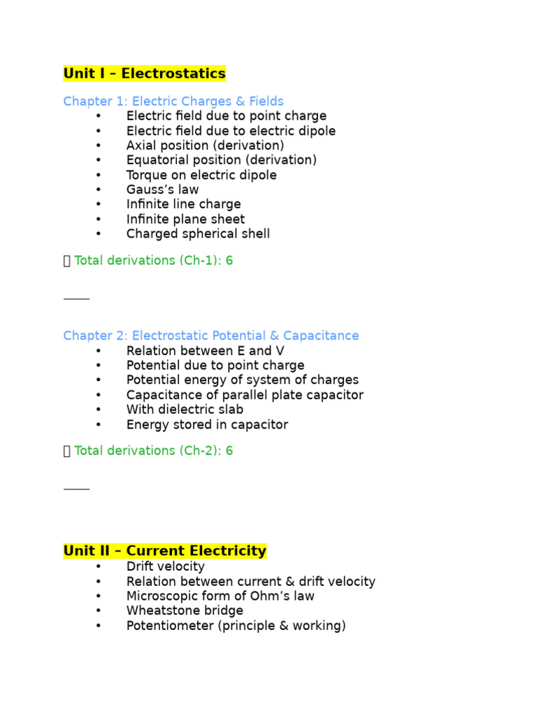 Unit I - Electrostatics | PDF