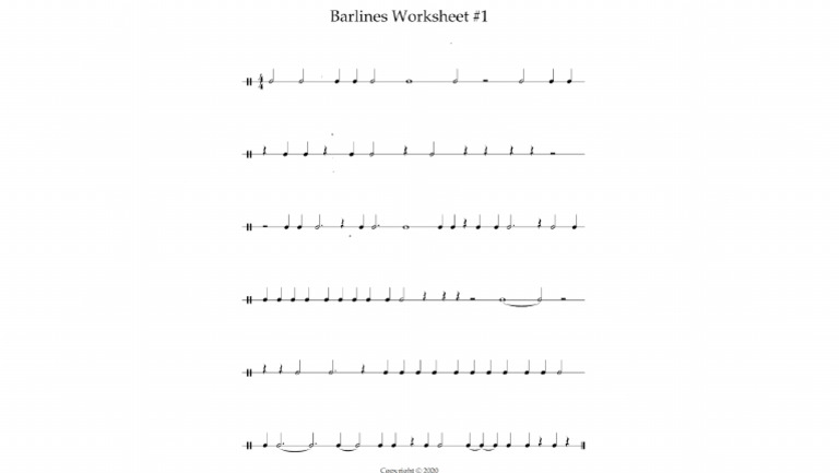 Bar Lines Worksheet #1 | PDF