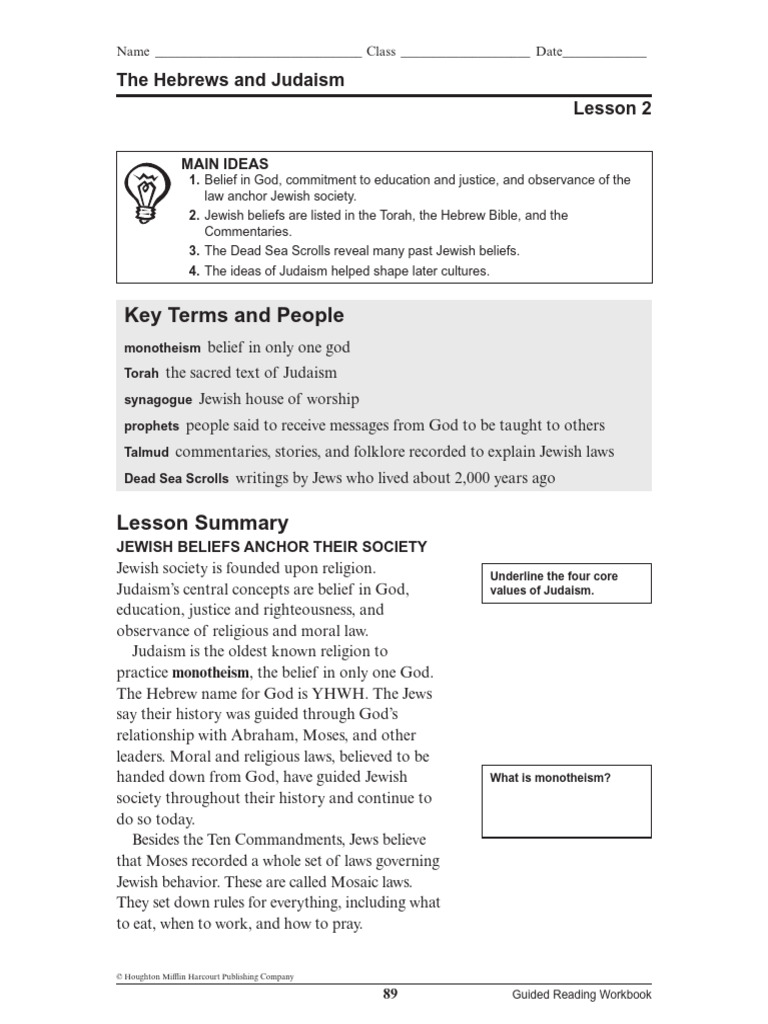 Ancient Hebrews and Judaism 2 Reading Worksheet | PDF | Torah | Hebrew ...
