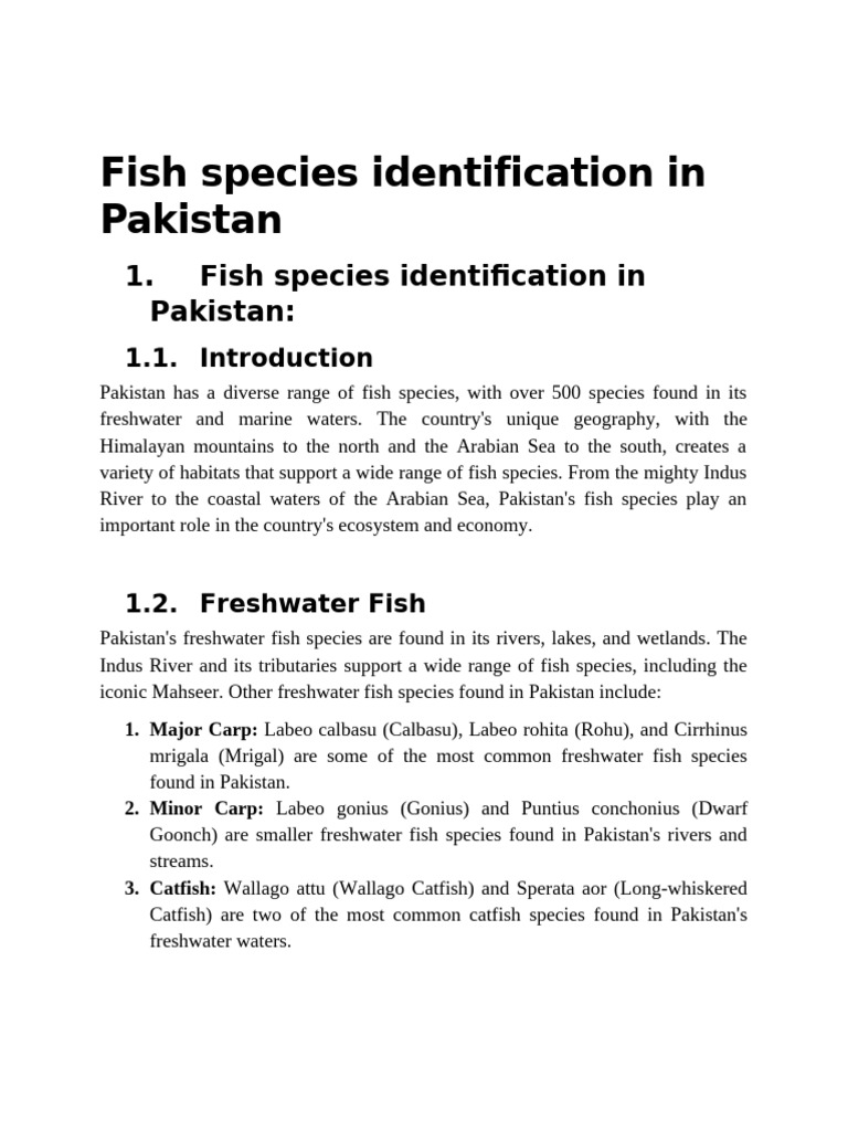 Fish Species Found in Pakistan | PDF | Fishery | Conservation Biology