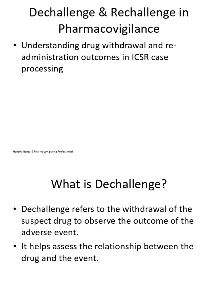 Dechallenge and Rechallenge Explained | PDF | Pharmacovigilance ...