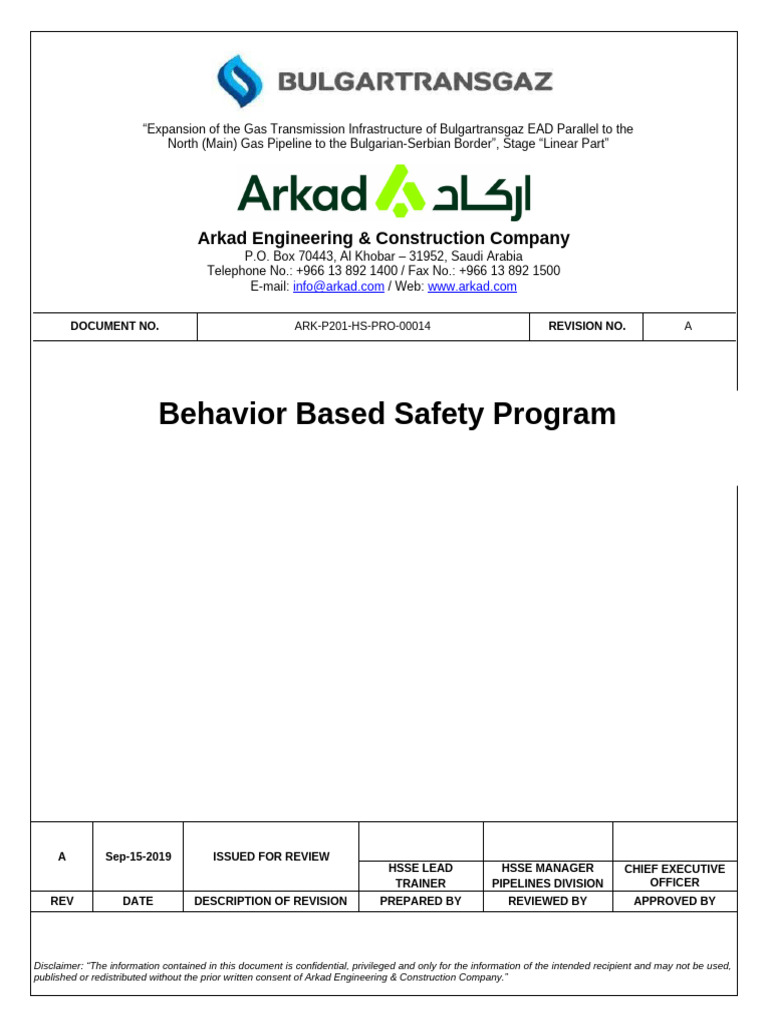 ARK P201 HS PRO 00014 Behavior Based Safety Program | PDF | Safety | Scrap