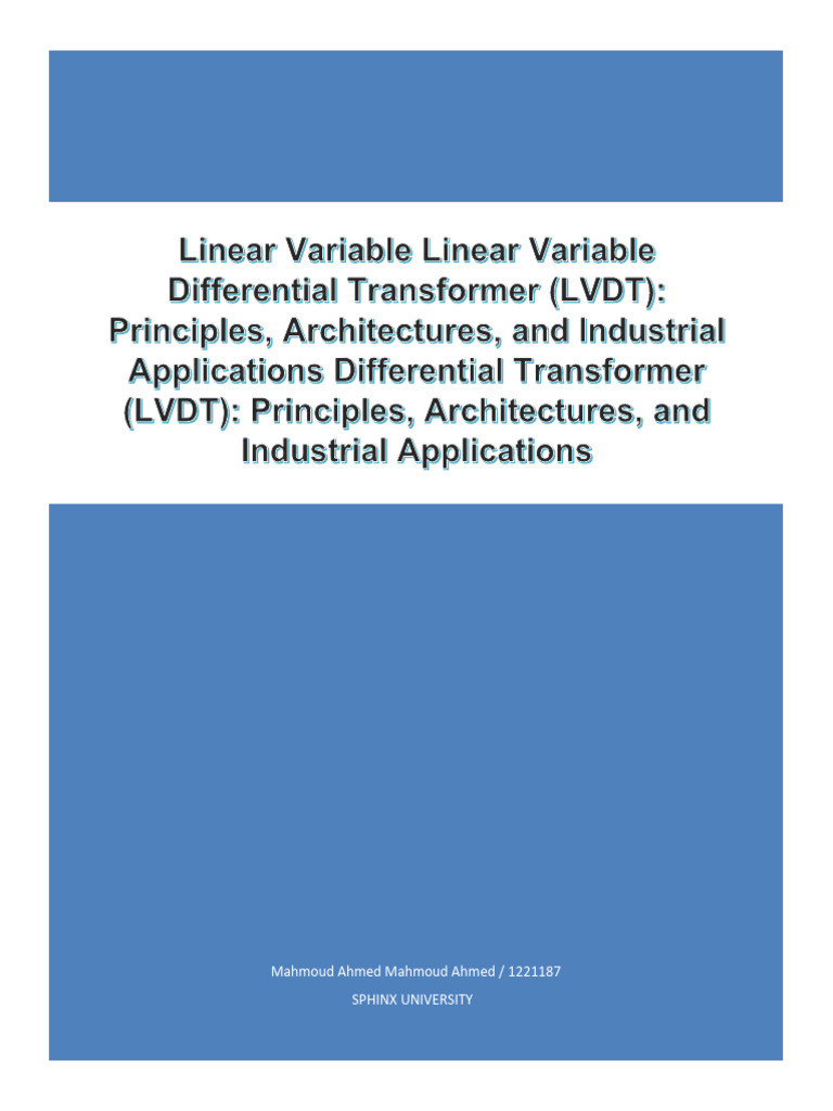 Linear Variable Differential Transformer (LVDT) | PDF | Electronics ...
