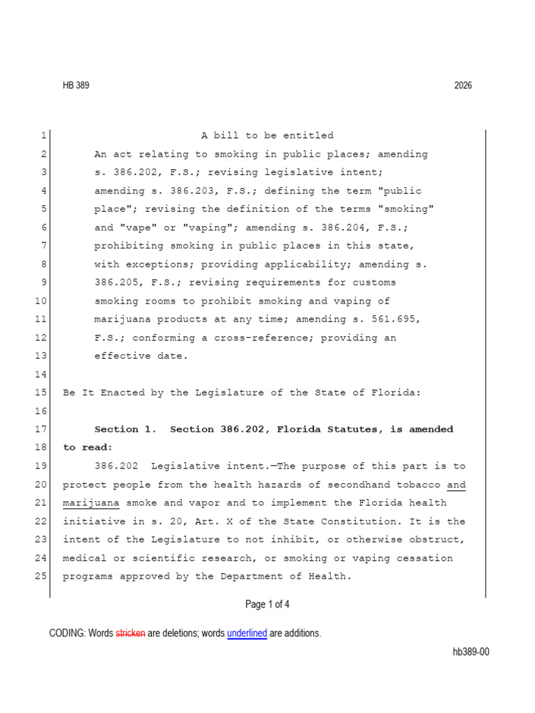 Florida Public Smoking Ban Bill | PDF | Electronic Cigarette | Tobacco