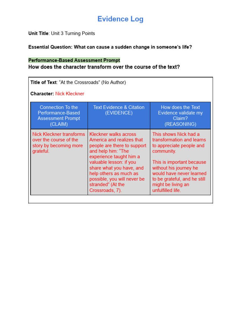 Adeyorisola Onashile - Mr. H Unit 3 Savvas Evidence Log Revised | PDF ...