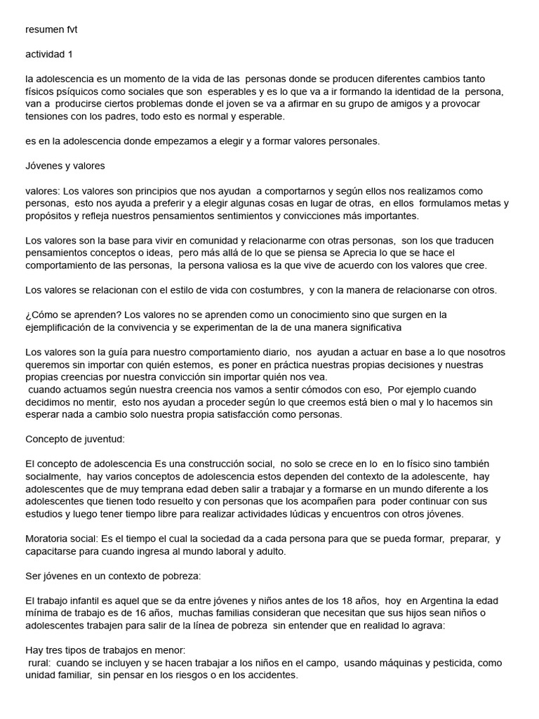 Resumen FVT | PDF | Socialización | Institución